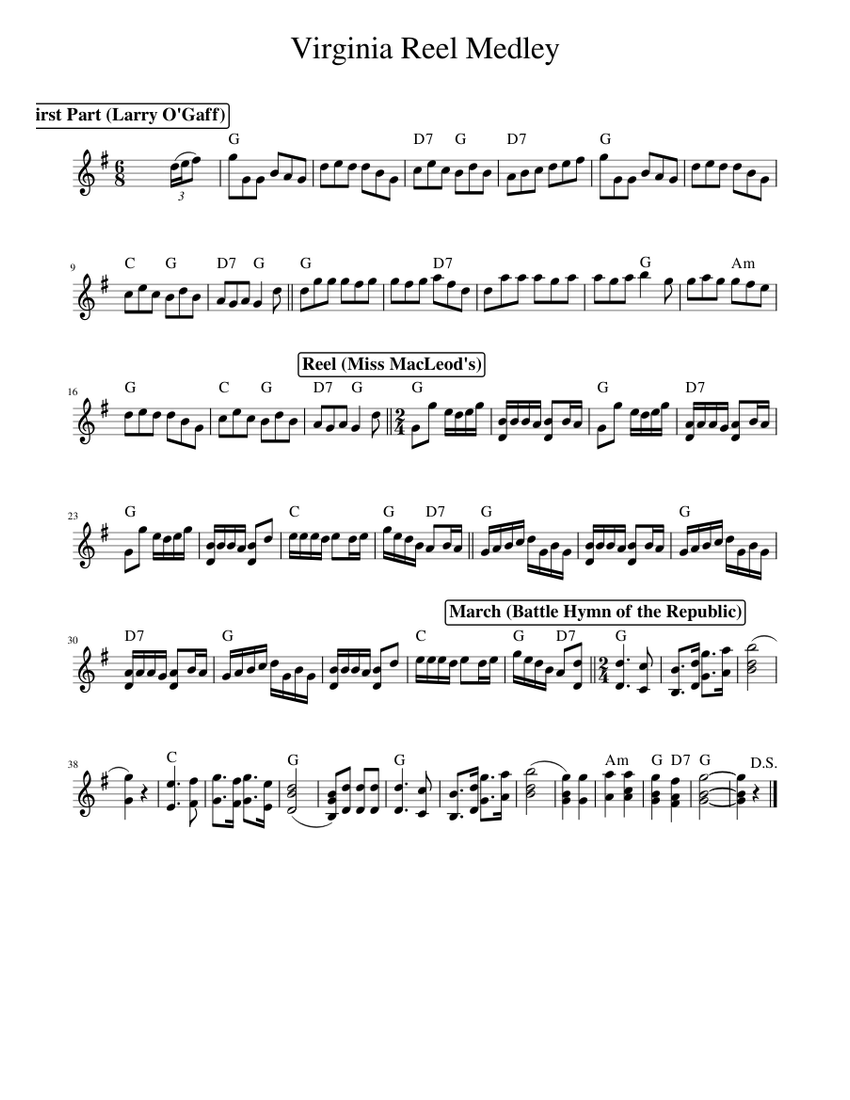 Virginia Reel Medley Sheet music for Piano (Solo) | Musescore.com