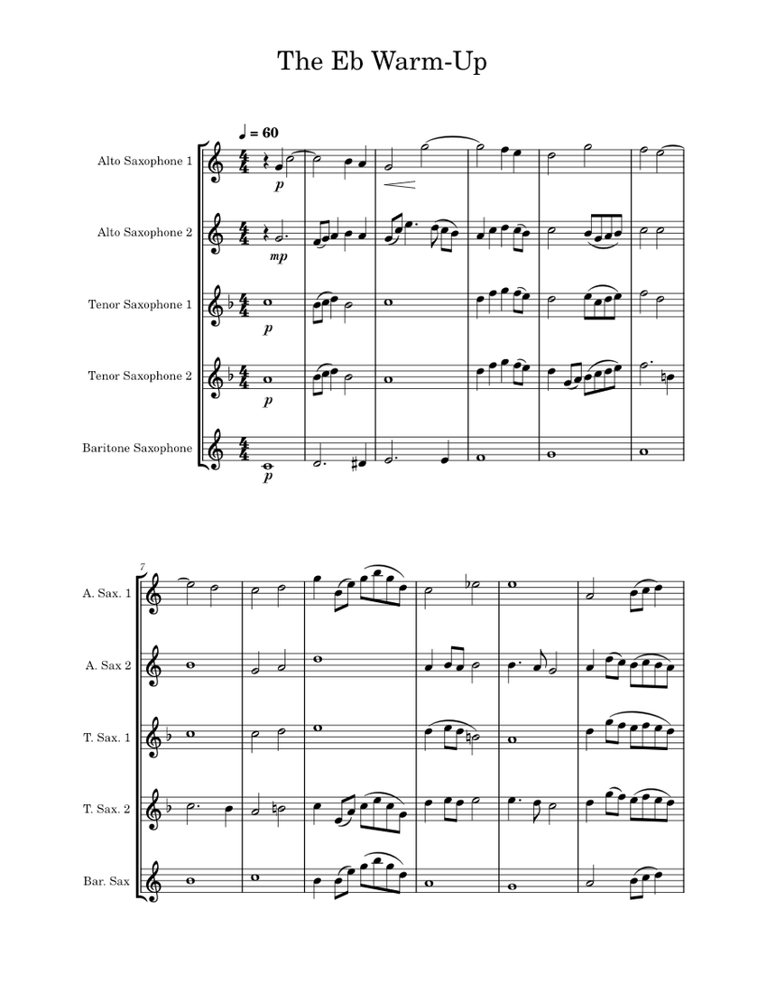 The E FLAT Warm-Up – HBCU Sheet music for Saxophone alto, Saxophone ...