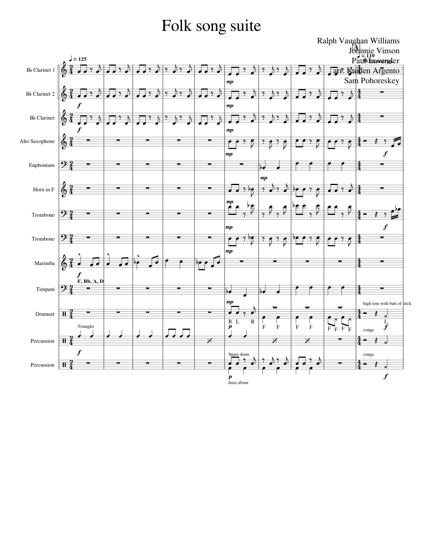 Folk song suite Sheet music for Trombone, Euphonium, Clarinet in b-flat ...