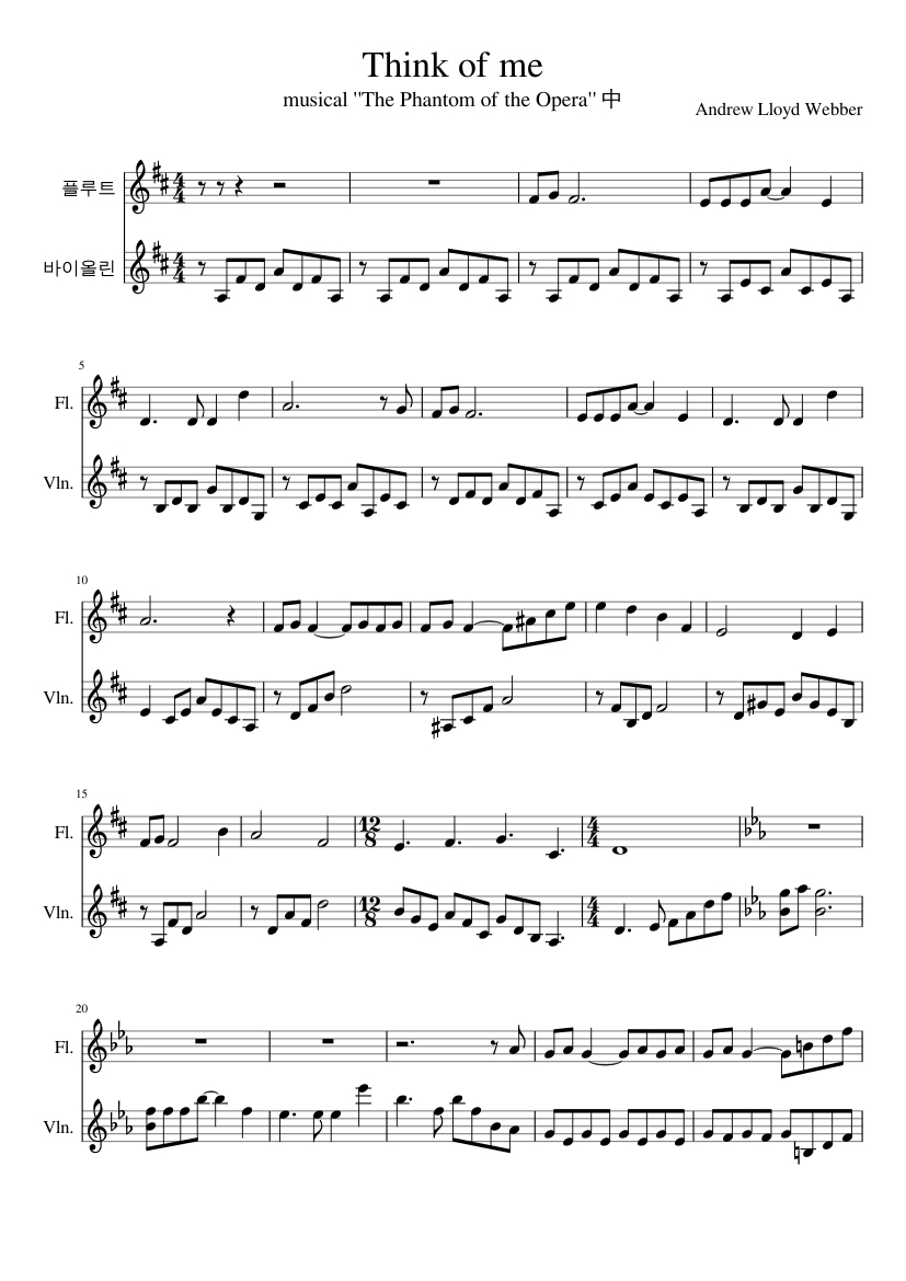 Phantom of the opera think of me sheet music - ilmsa