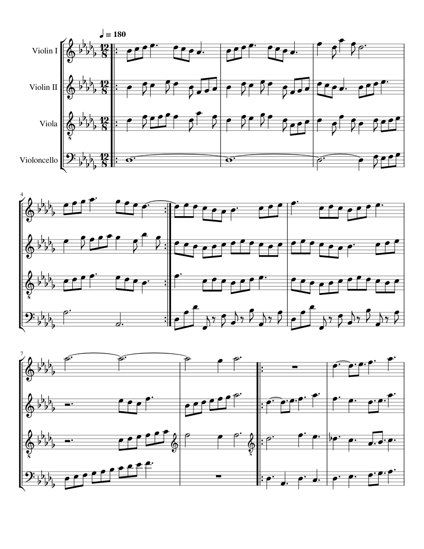 pastorale Sheet music for Violin, Viola, Cello (String Quartet ...