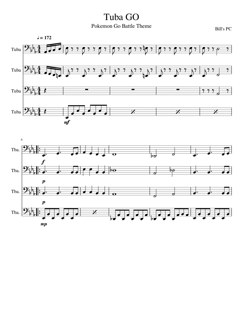 Tuba GO (Eb) [Score] Sheet music for Tuba (Mixed Quartet) | Musescore.com