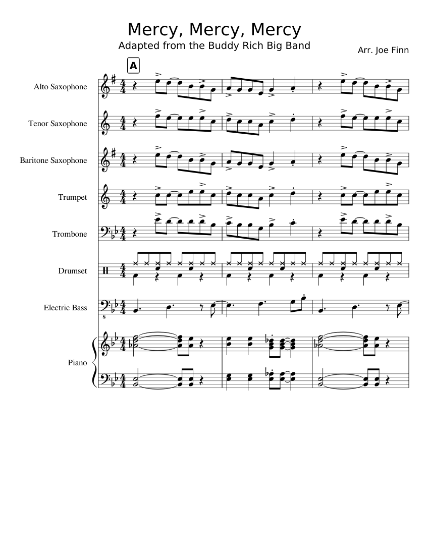 Mercy, Mercy, Mercy Sheet music for Piano, Trombone, Saxophone alto ...