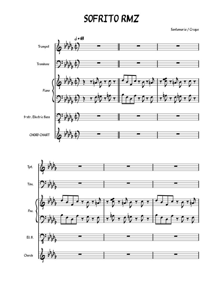 Sofrito – Mongo Santamaria SOFRITO_RMZ Sheet music for Piano, Trombone ...