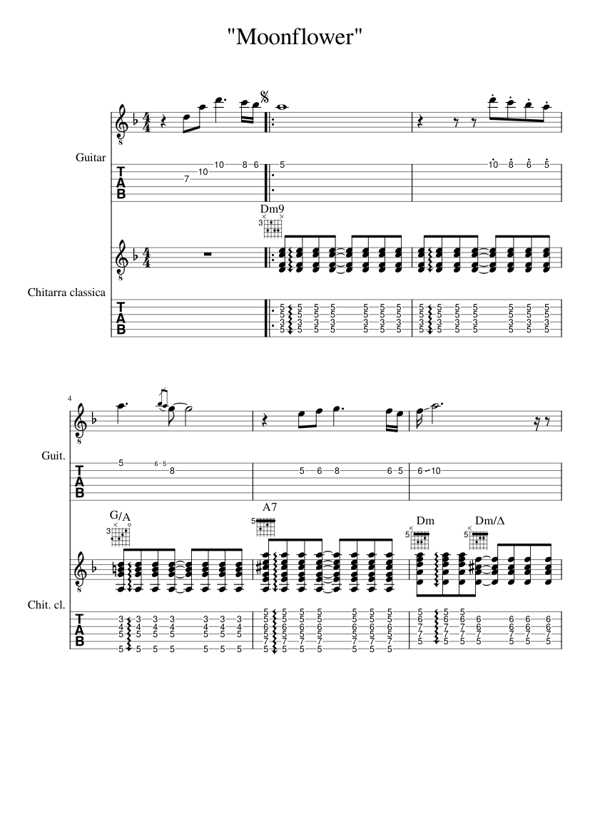 Moonflower Sheet music for Guitar (Mixed Duet) | Musescore.com