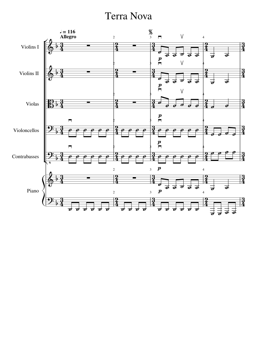 Terra Nova Sheet music for Piano, Strings group (String Ensemble ...