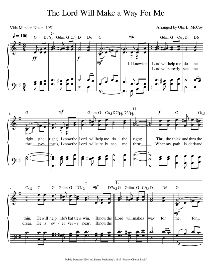 I Know the Lord Will Make a Way Sheet music for Piano (Solo) Easy ...