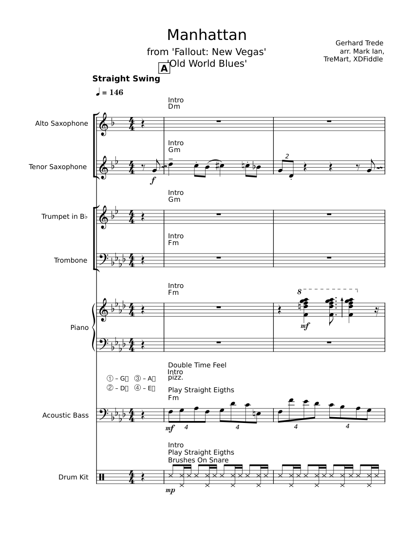 Manhattan – Gerhard Trede Sheet Music with Chords for Piano, Trombone ...