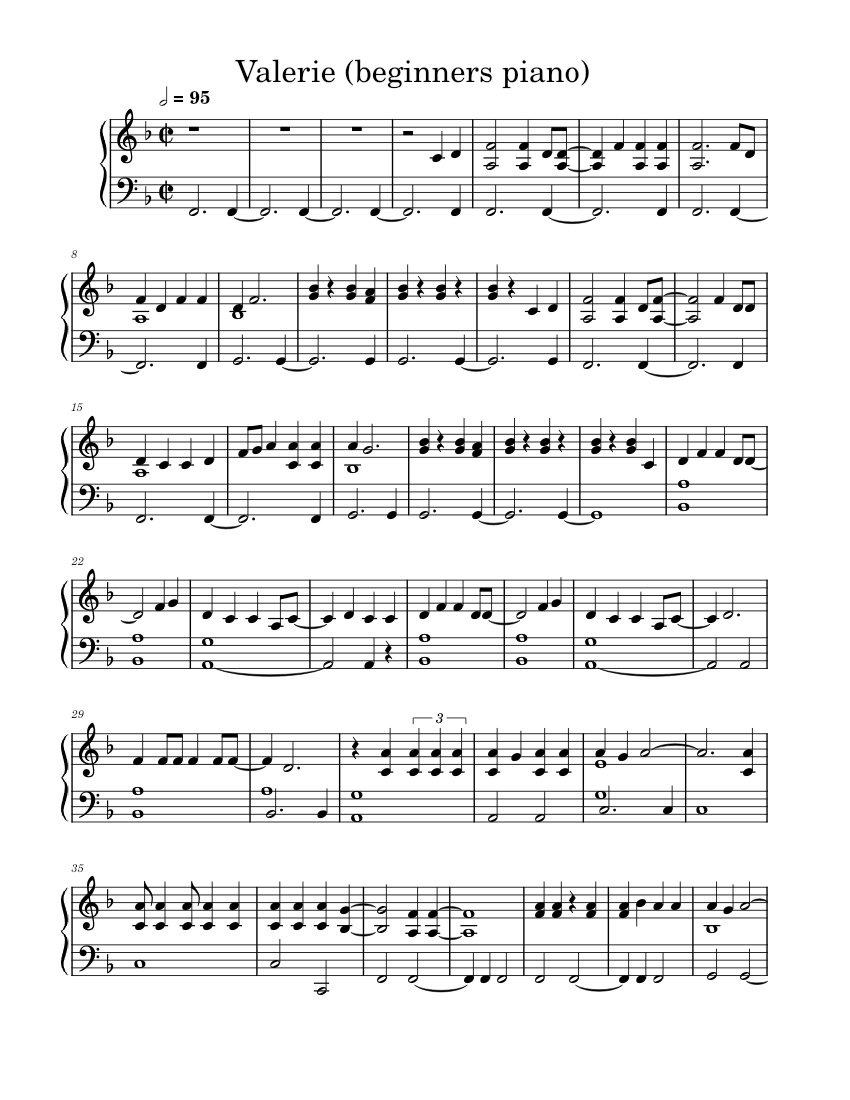 Valerie beginners piano Sheet music for Piano (Solo) Easy | Musescore.com