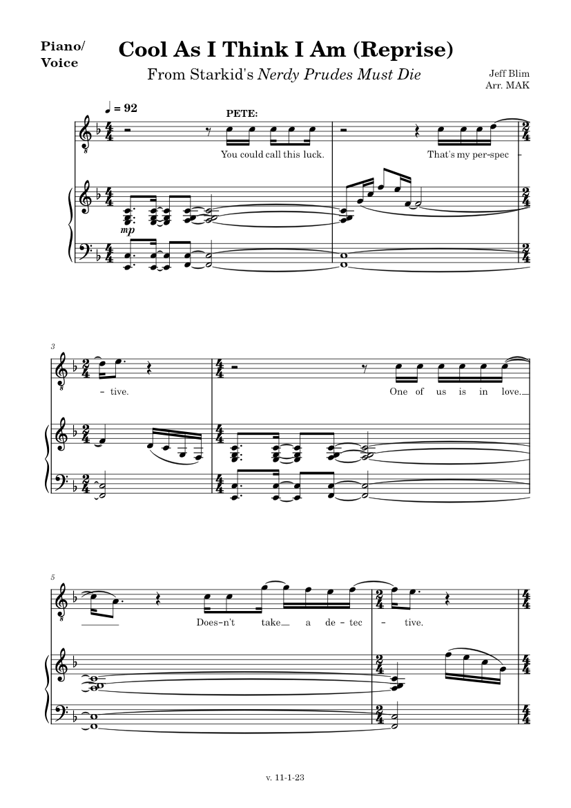 Cool As I Think I Am (Reprise) (Piano/Voice) Sheet music for Piano ...