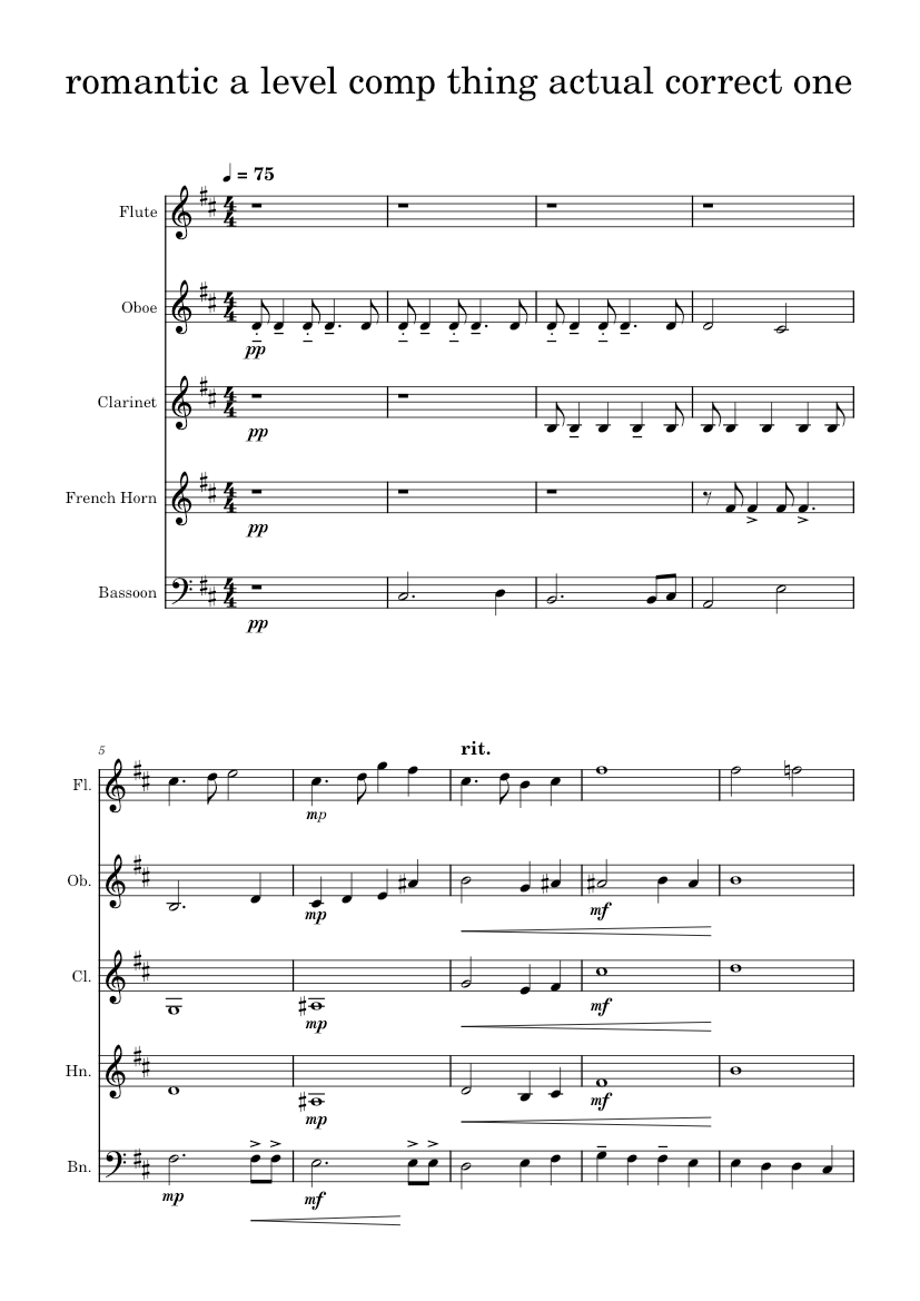 romantic wind quintet Sheet music for Flute, Oboe, Bassoon, French horn ...