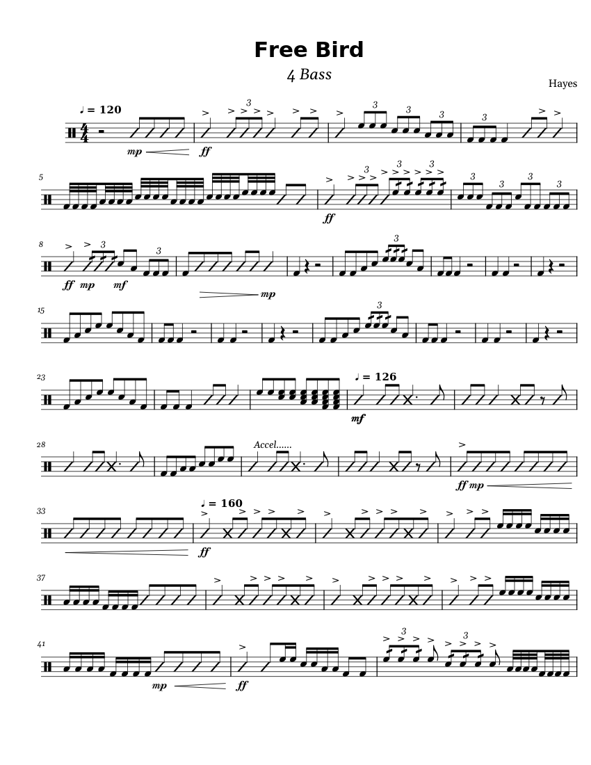 Free bird – Lynyrd Skynyrd Free Bird Sheet music for Bass drum ...