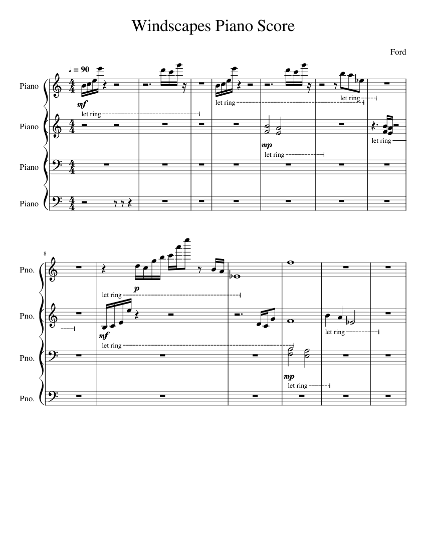 Windscape (Work in progress) Sheet music for Piano (Mixed Quartet ...