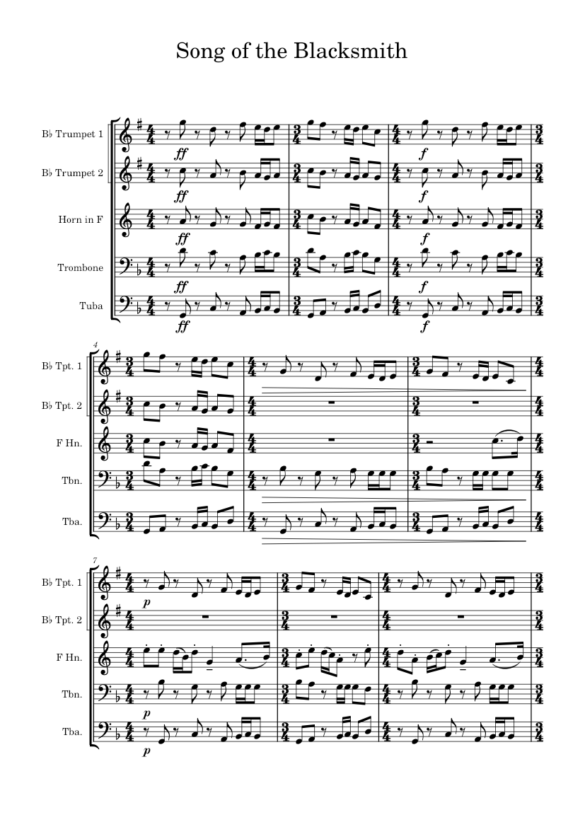 Song of the Blacksmith - Second Suite in F - Brass Quintet Sheet Music ...
