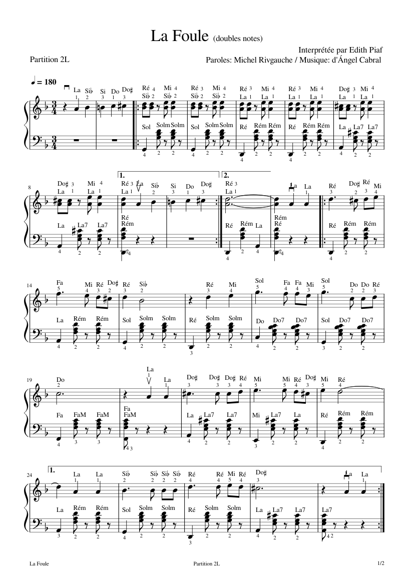 La Foule (doubles notes) Sheet music for Accordion (Solo) | Musescore.com