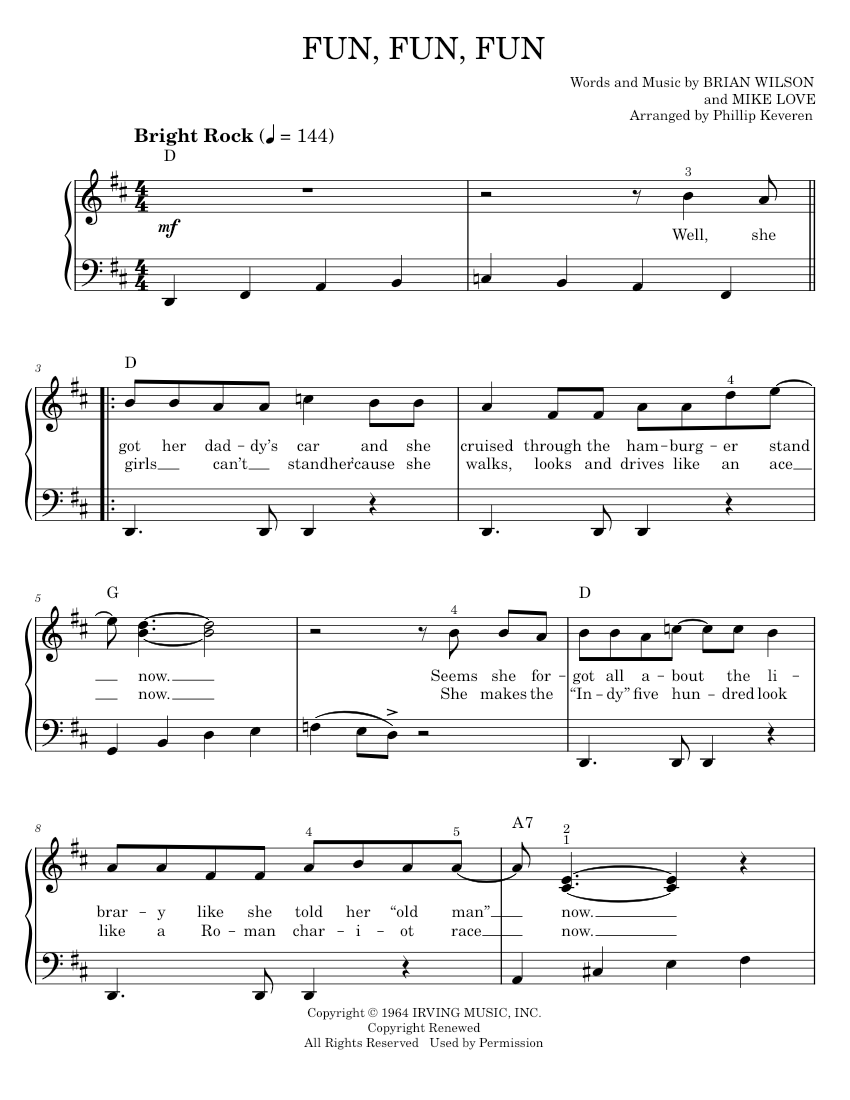Play Official version of Fun, Fun, Fun Sheet Music by The Beach Boys ...