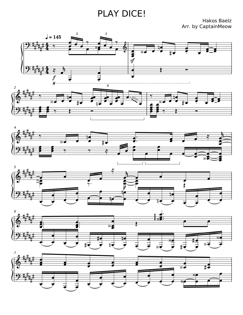PLAY DICE! - Hakos Baelz Sheet music for Piano (Piano Duo) | Musescore.com