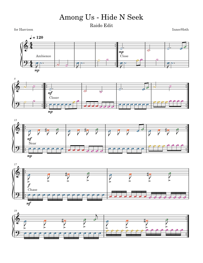 Among Us Hide N Seek – InnerSloth Sheet Music for Piano (Solo) Easy ...