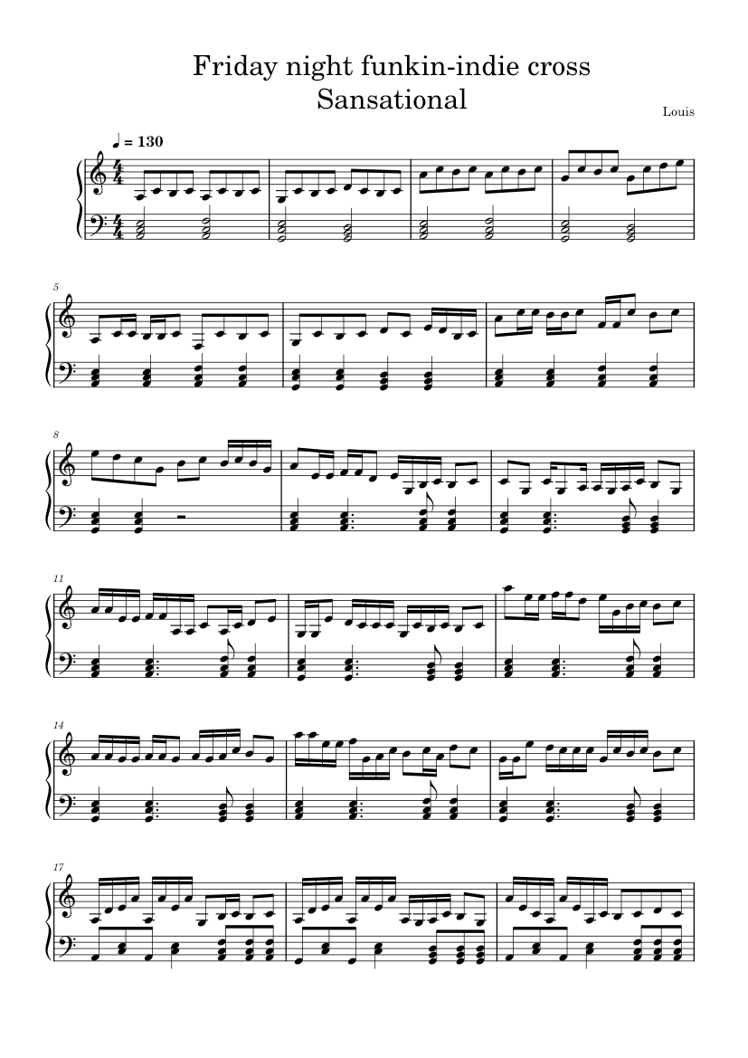 Friday night funkin-indie cross Sansational Sheet music for Piano (Solo ...