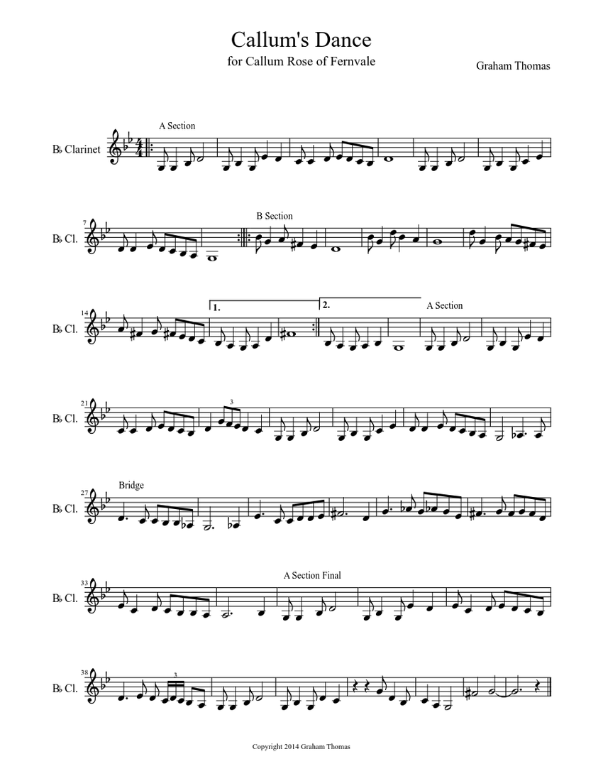 Callum's Dance Sheet music for Clarinet other (Solo) | Musescore.com