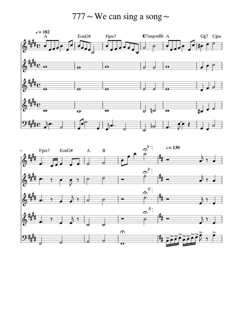 777～We can sing a song～ Sheet music for Piano (Mixed Quintet ...