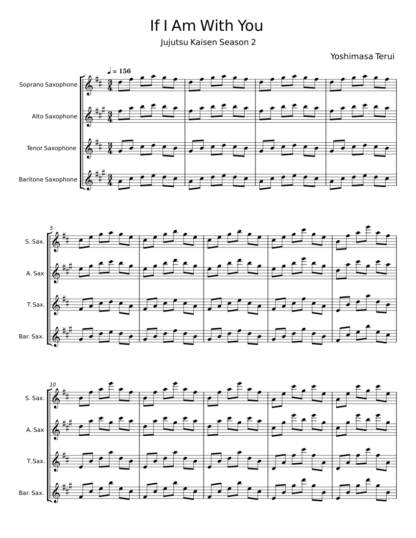 If I Am With You - Yoshimasa Terui Sheet Music for Saxophone alto ...