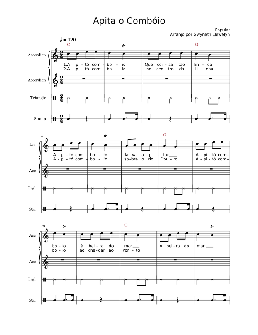 Apita o Comboio — Popular/Tradicional Sheet music for Accordion ...