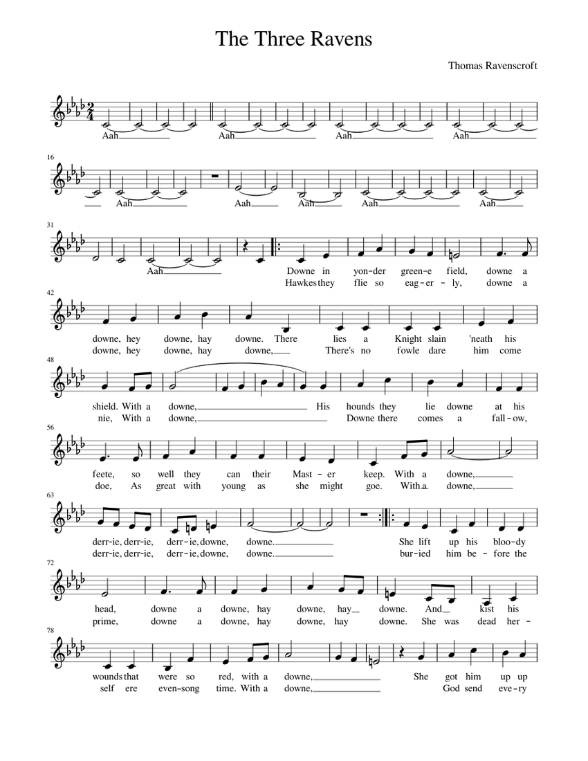 The Three Ravens Alto Sheet music for Piano (Solo) | Download and print ...