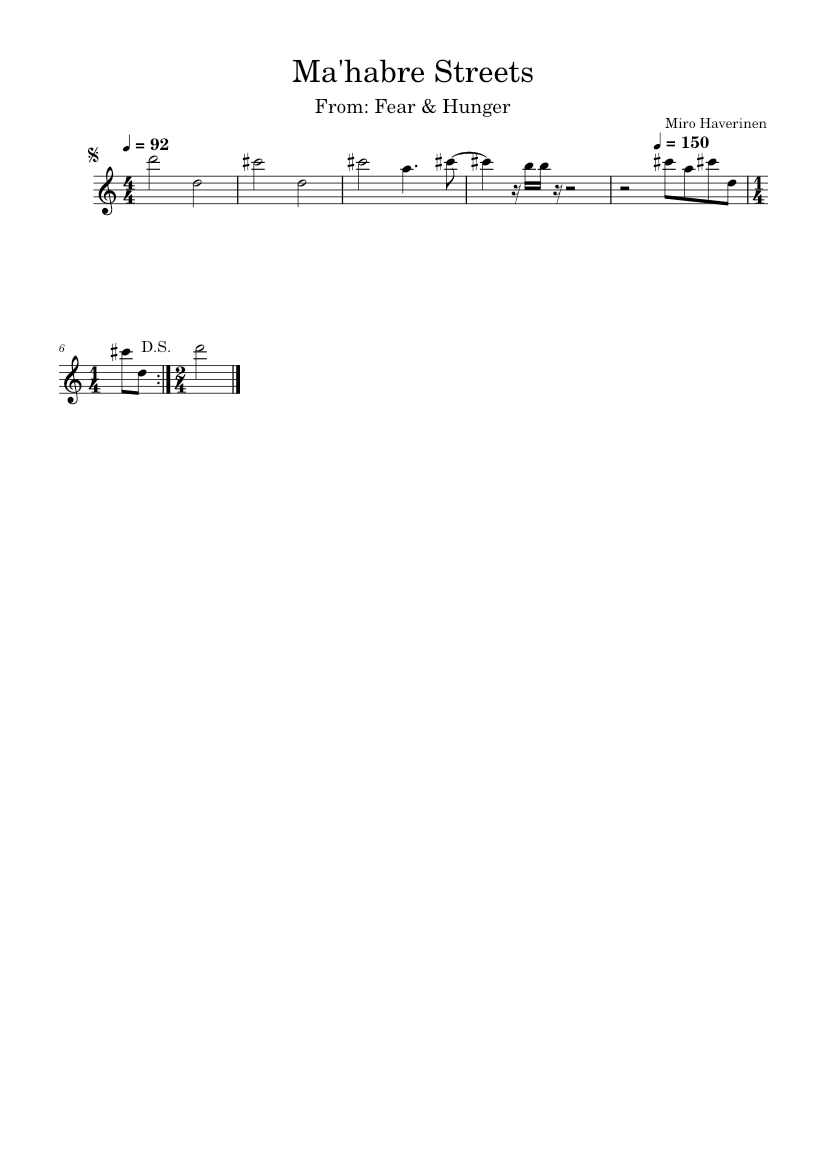 Ma'habre Streets – Miro Haverinen Sheet Music for Piano (Solo) Easy ...