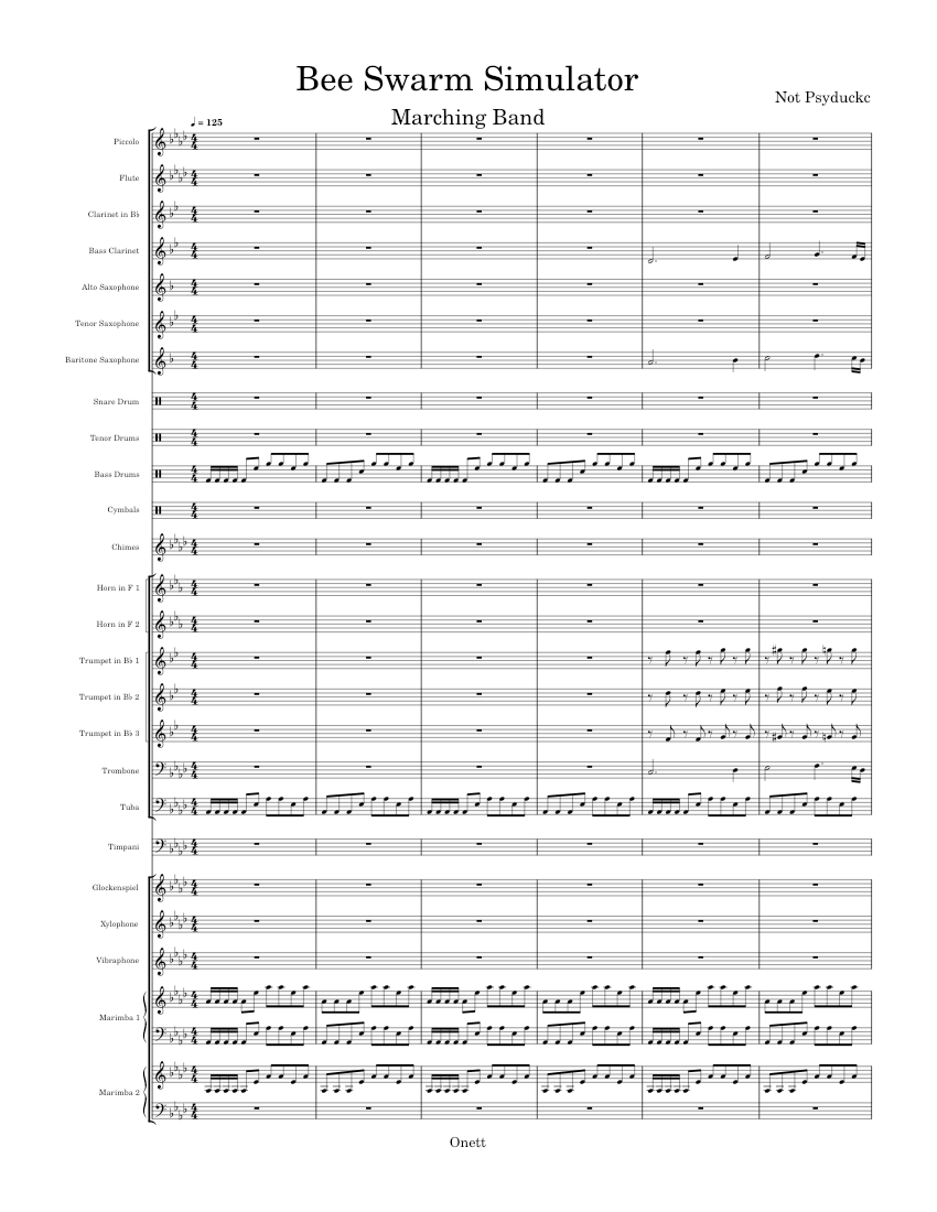 Wax – Onett Bee Swarm Simulator Sheet Music for Trombone, Tuba, Flute, Oboe & more instruments ...