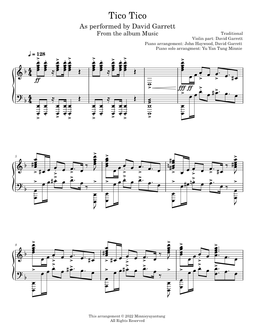 Tico Tico Sheet Music for Piano (Solo) | MuseScore.com