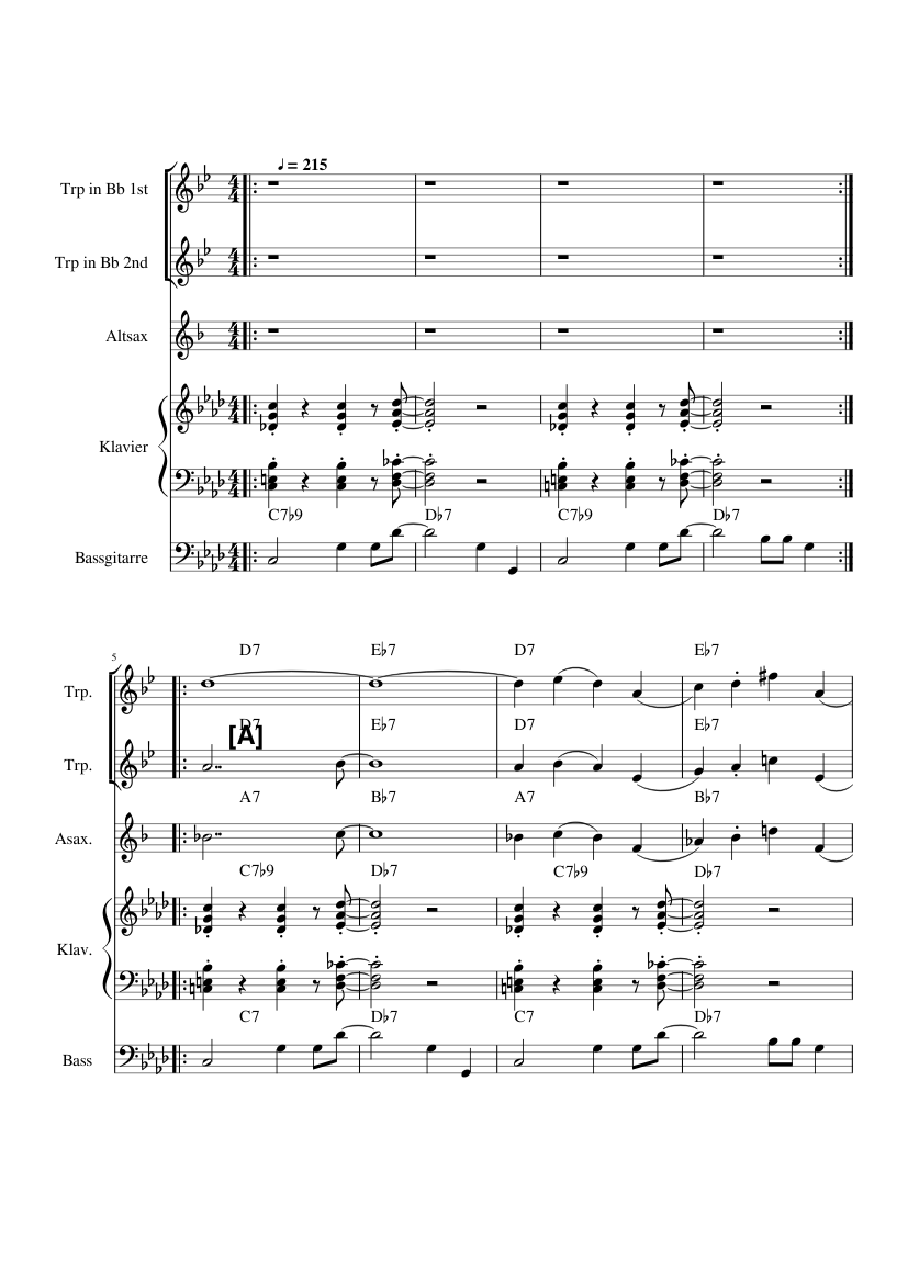 Caravan - Duke Ellington Sheet music for Piano, Saxophone alto, Bass ...