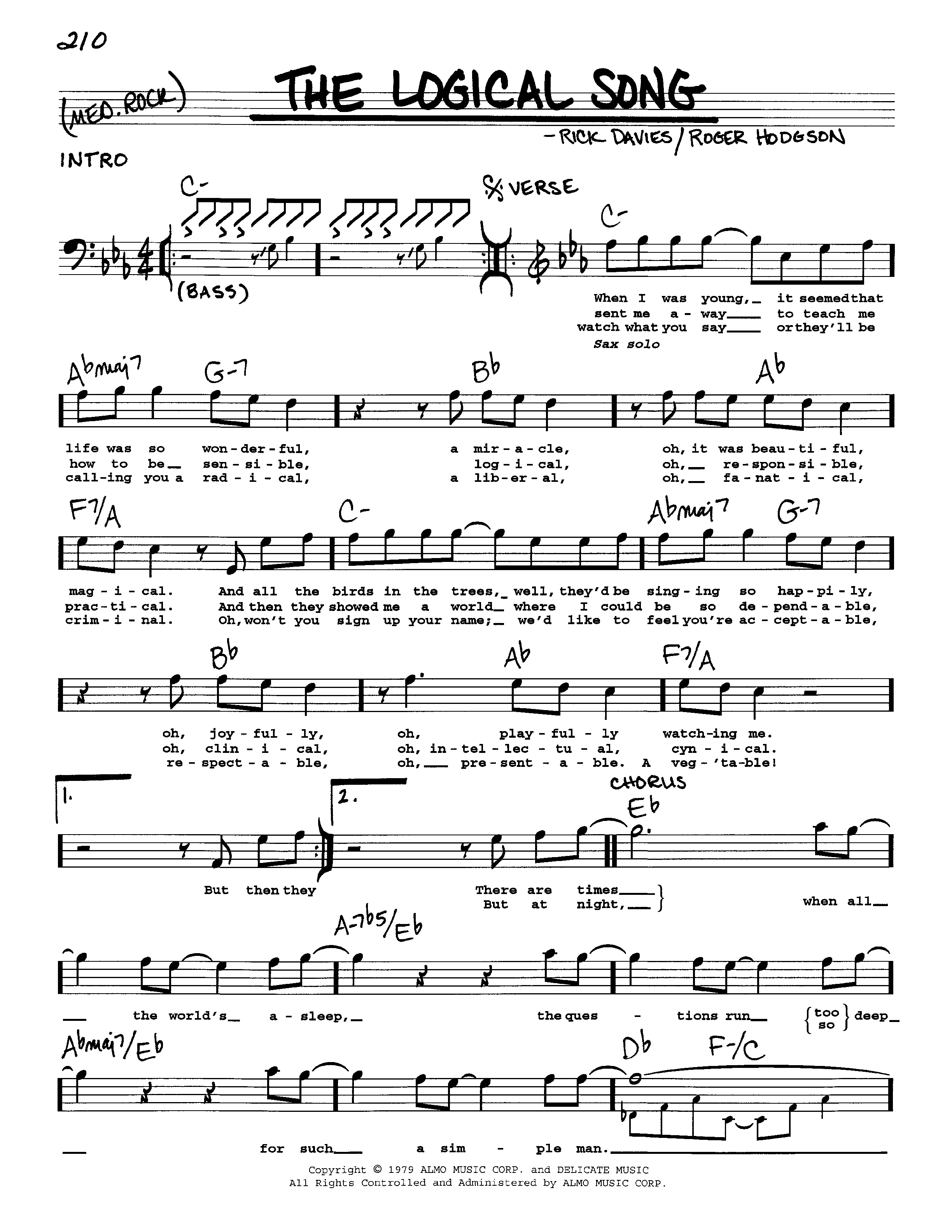 Play Official version of The Logical Song sheet music by Supertramp for ...