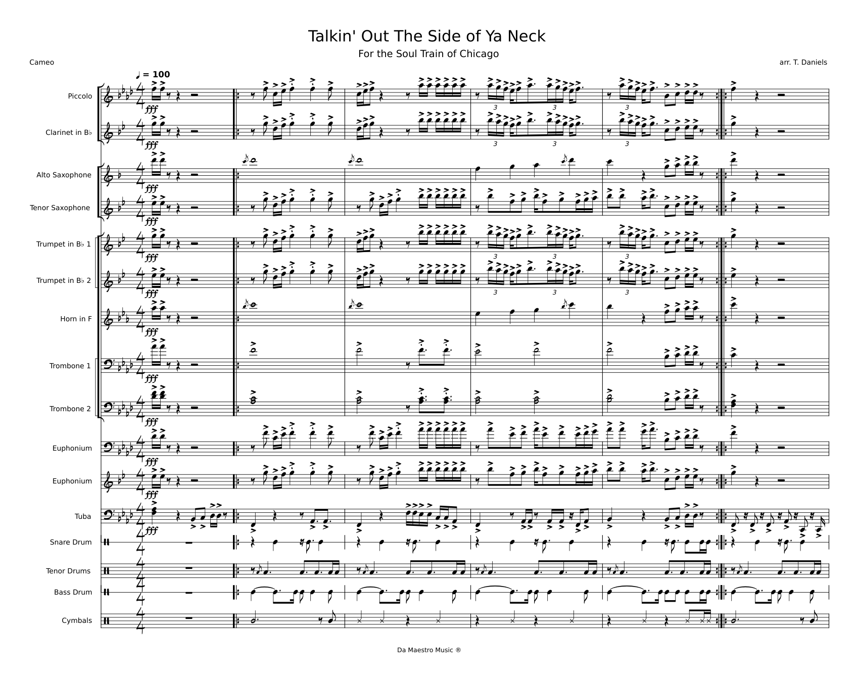 Talkin' Out the Side of Ya' Neck – Cameo Sheet music for Trombone, Tuba ...