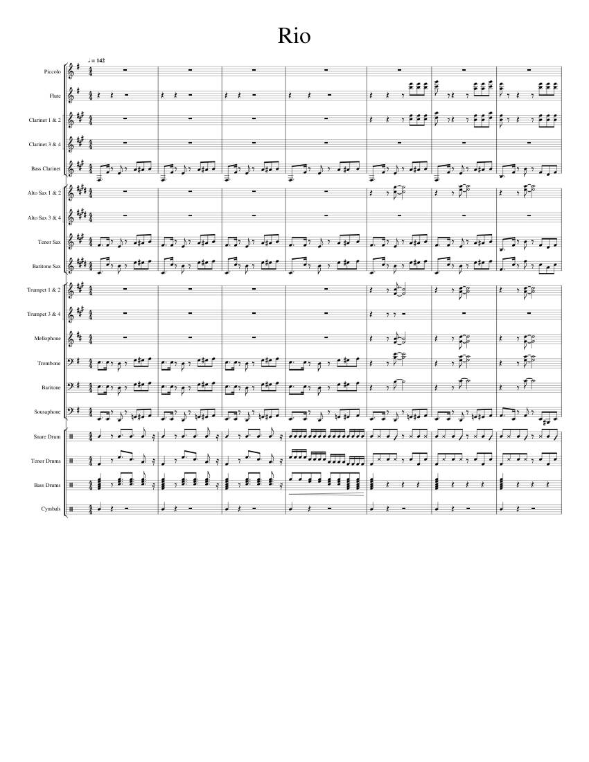 Rio Sheet music for Trombone, Tuba, Flute piccolo, Flute & more ...