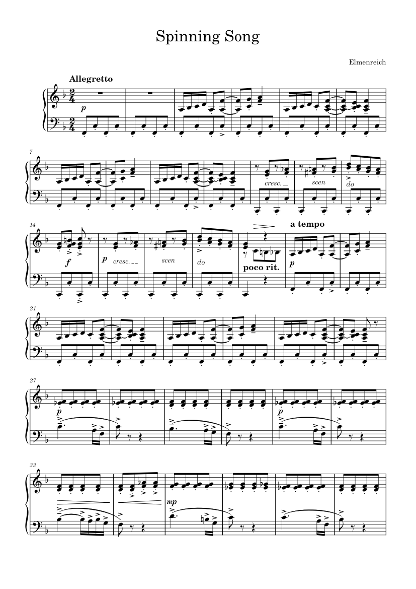 Spinning Song – Albert Ellmenreich Sheet music for Piano (Solo ...