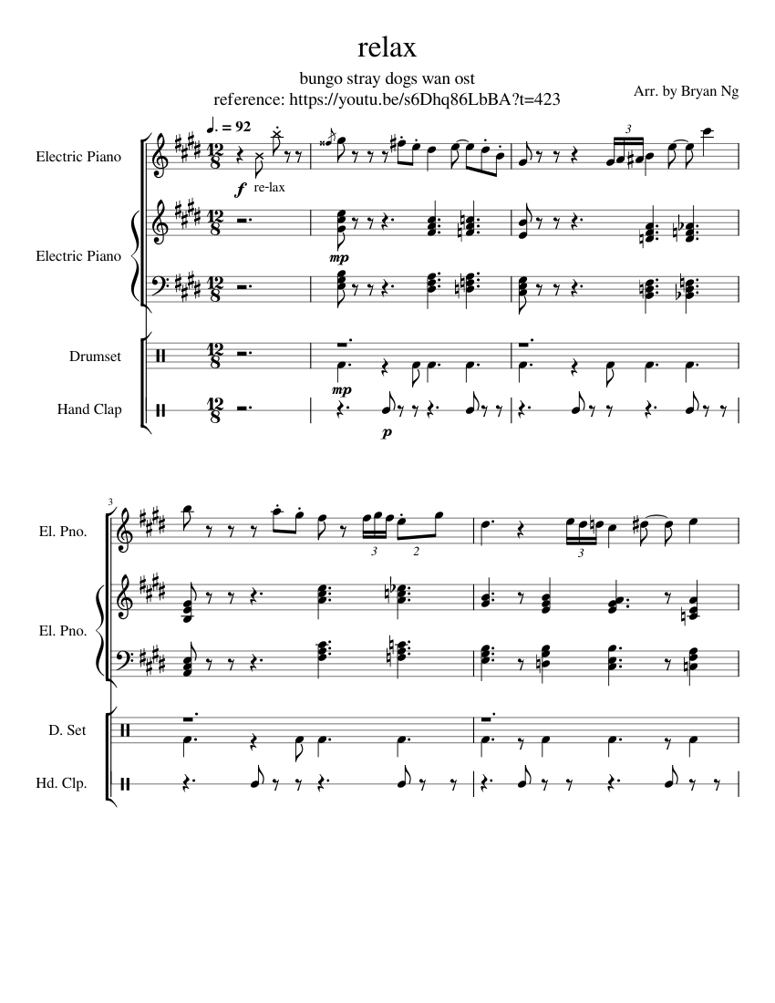 relax Sheet music for Piano, Glockenspiel, Bass guitar, Drum group ...