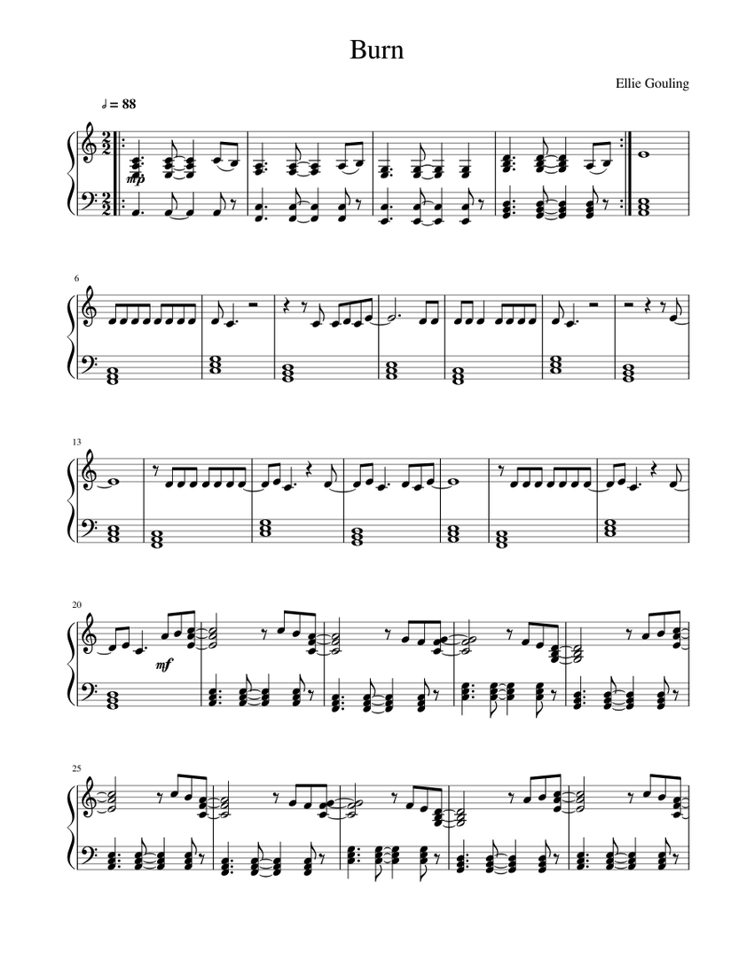 Burn Sheet music for Piano (Solo) | Musescore.com