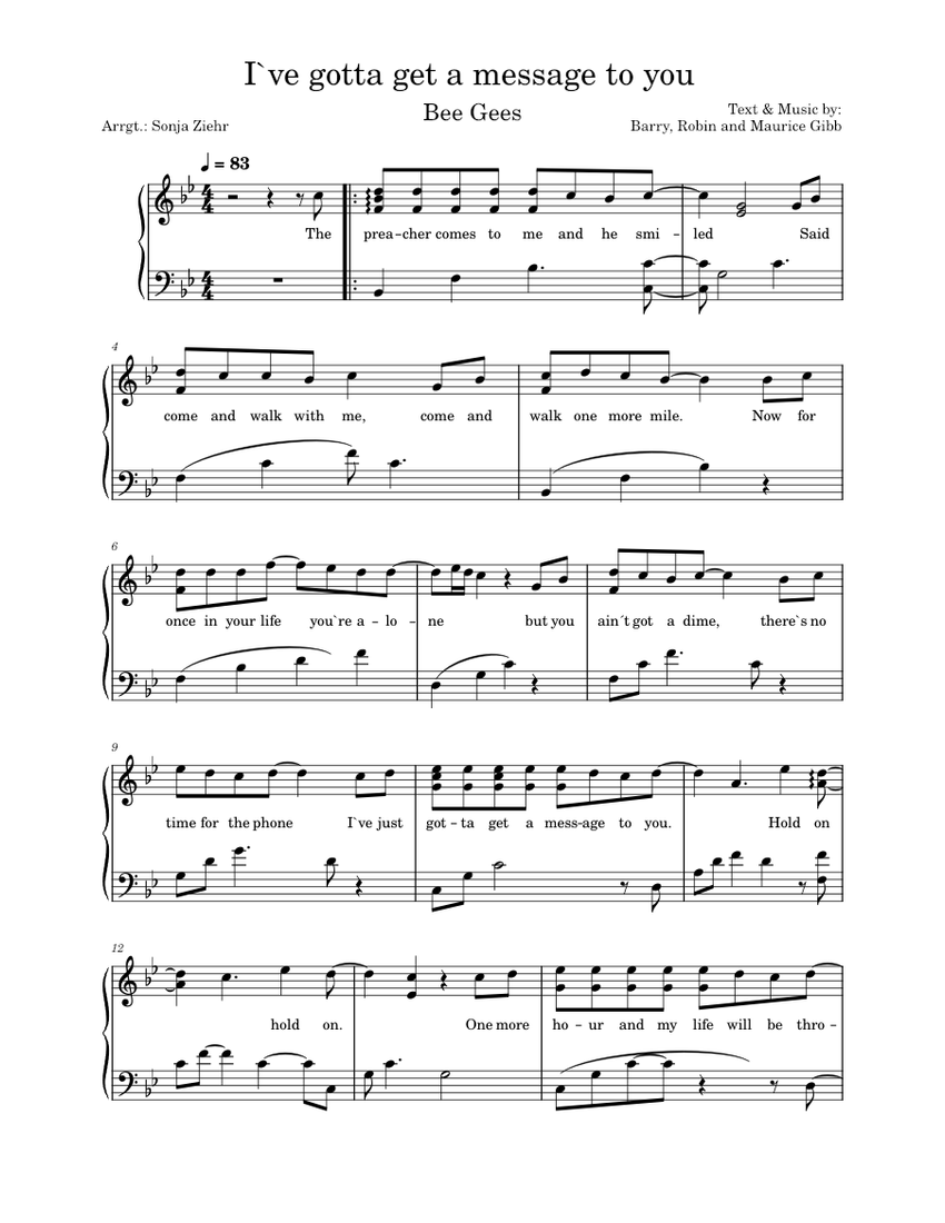 I've gotta get a message to you – Bee Gees Bee Gees I`ve gotta get a ...