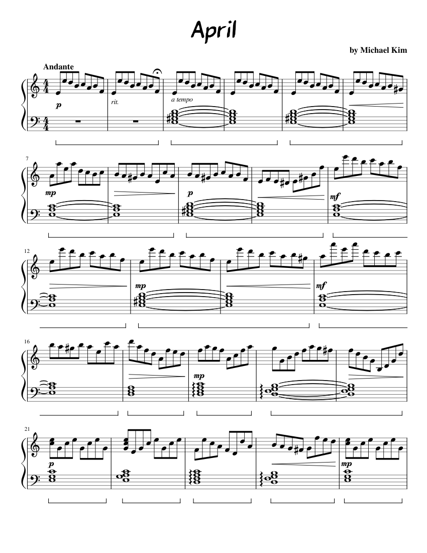 April Sheet music for Piano (Solo) Easy | Musescore.com
