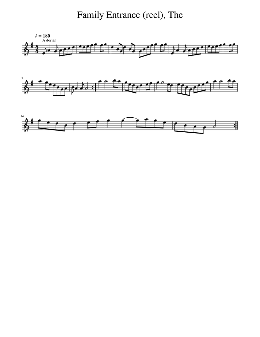 The Family Entrance (reel) Sheet music for Piano (Solo) | Musescore.com