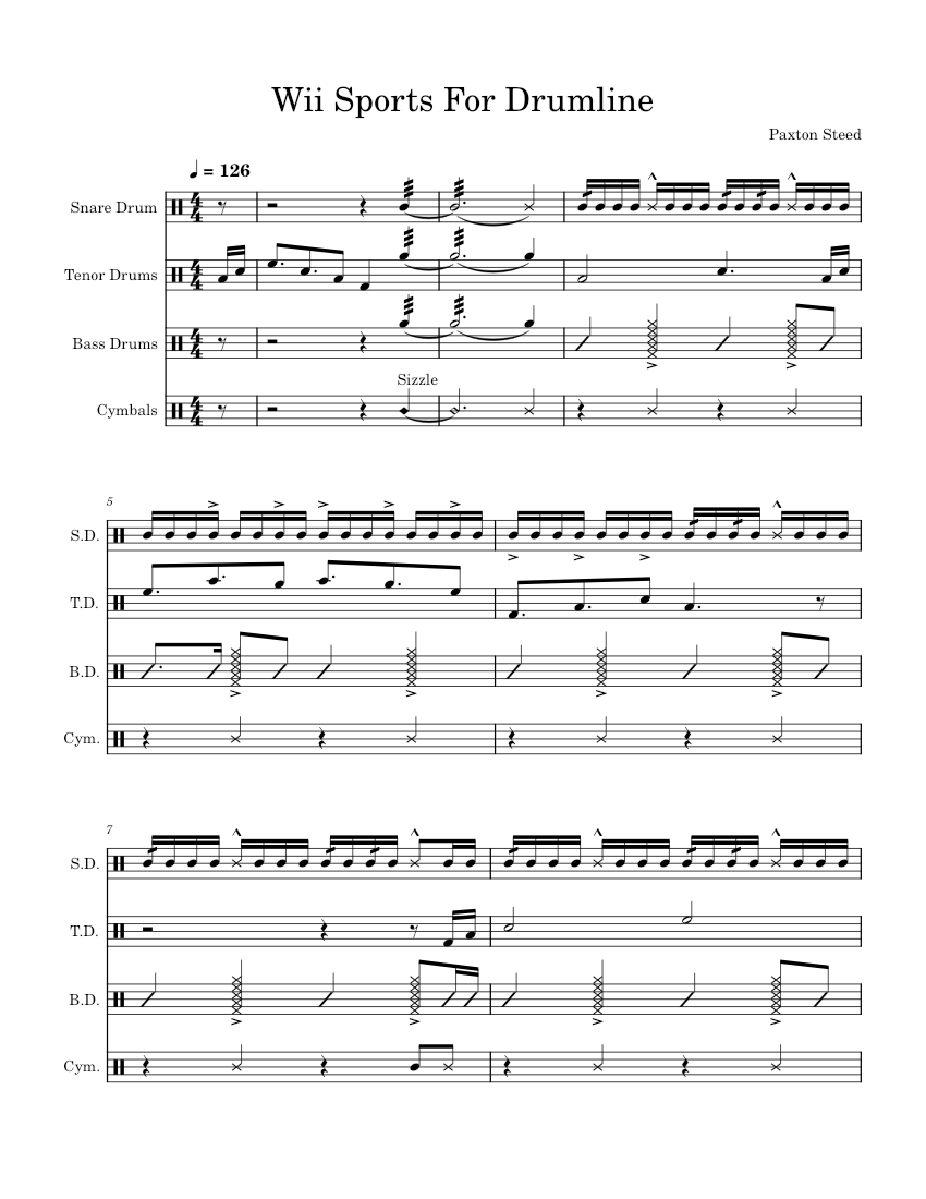 Wii sports theme – Misc Computer Games Wii Sports - For Drumline Sheet ...