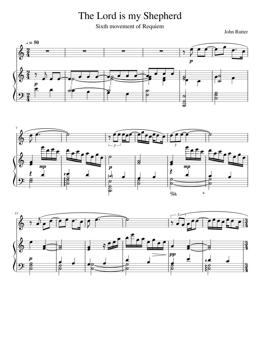The Lord is my Shepherd - John Rutter Requiem Sheet music for Piano, Female, Male, Oboe (SATB ...