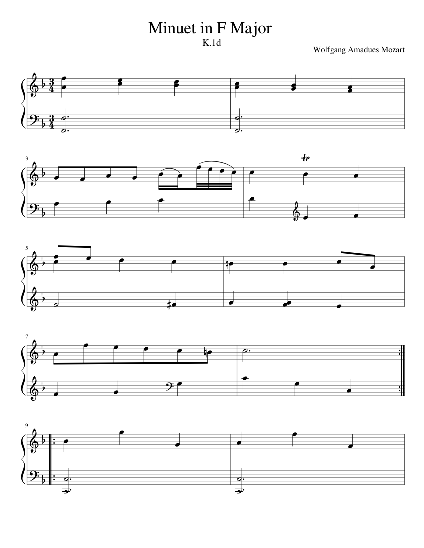 Minuet in F Major - piano tutorial