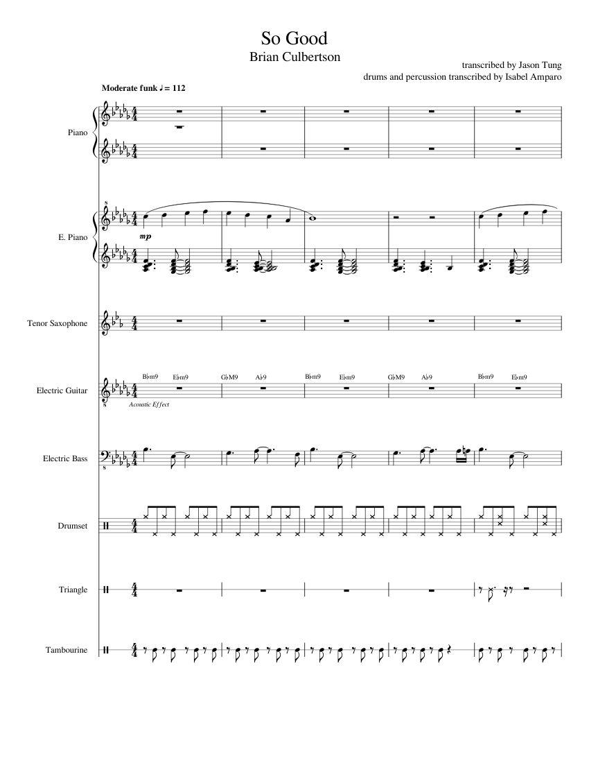 So Good Sheet music for Piano, Tambourine, Saxophone tenor, Guitar ...