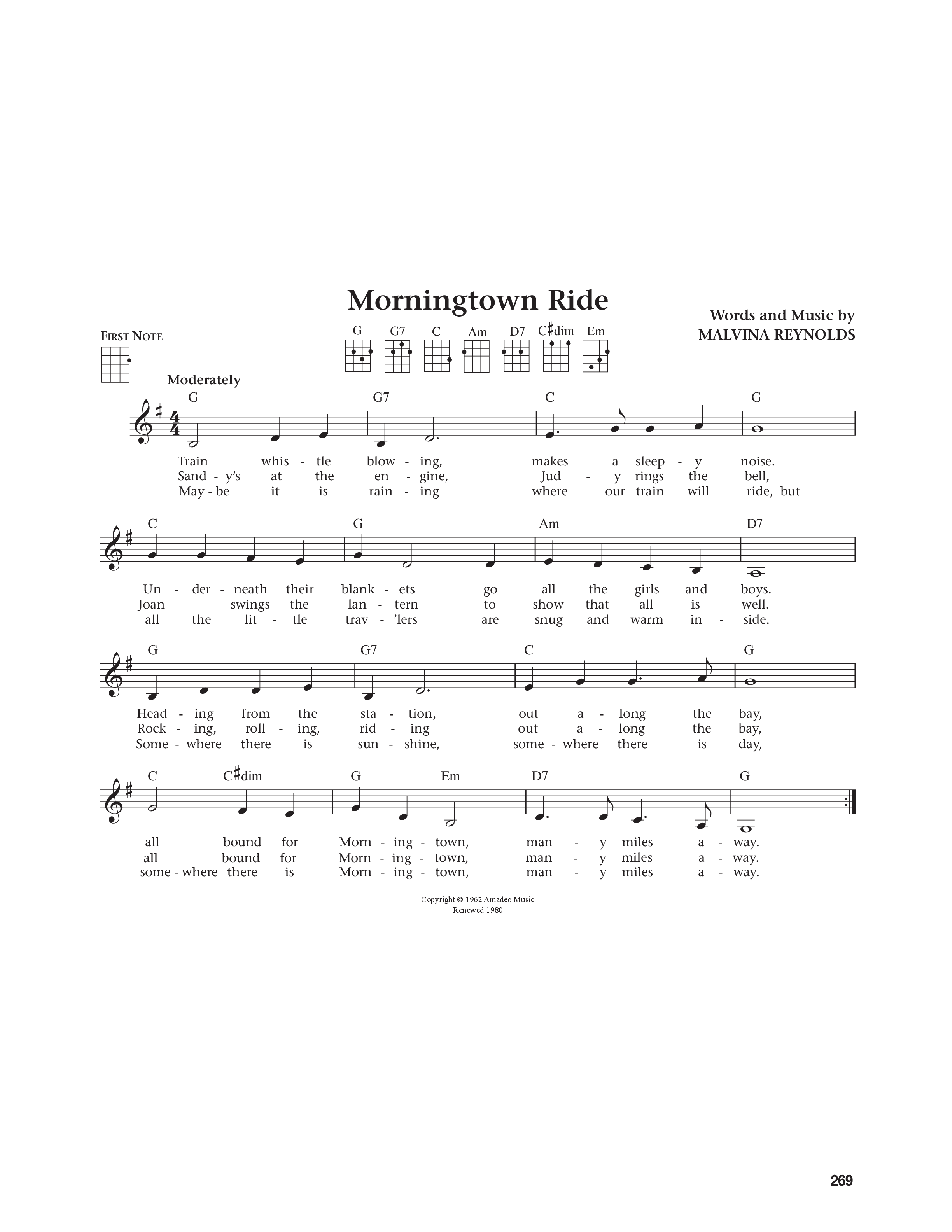 Play Official version of Morningtown ride Sheet Music by The Seekers ...