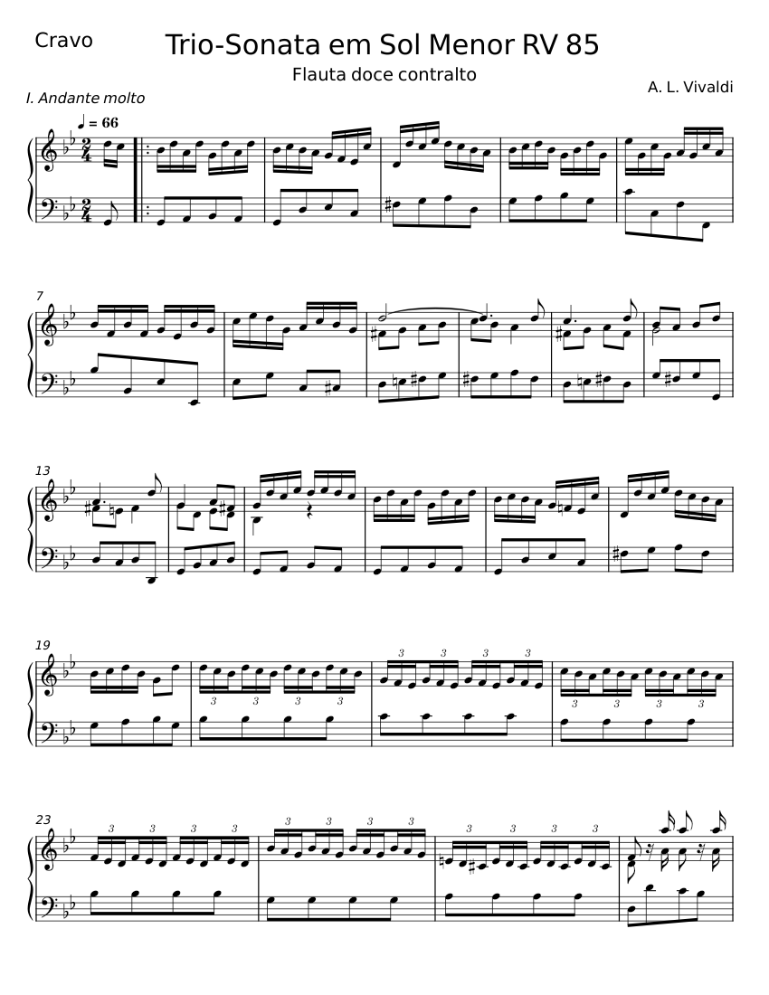 Trio-Sonata em Sol Menor RV 85 - Antonio Vivaldi Sheet music for Piano ...