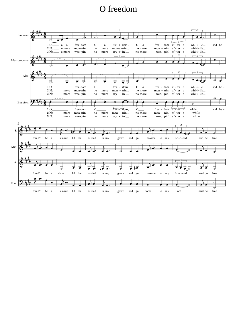 O freedom – Misc Traditional Sheet music for Piano, Soprano, Alto ...