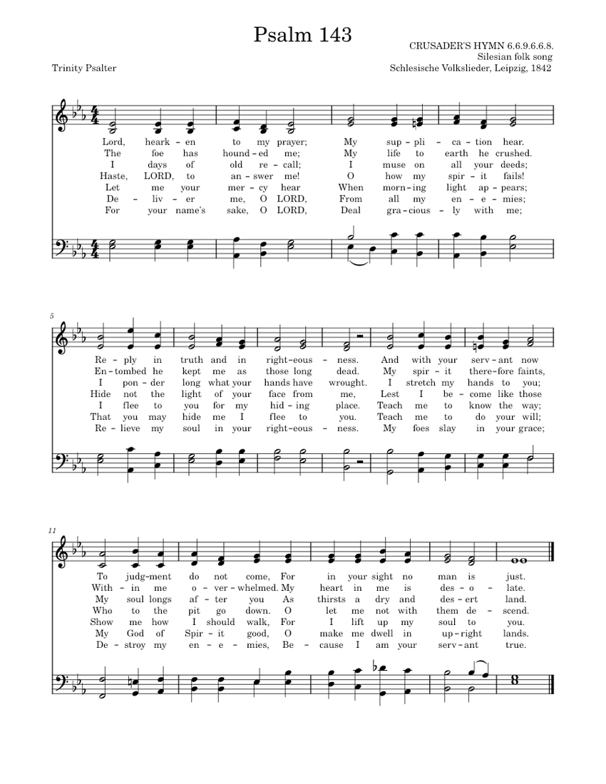 Psalm 143 Sheet music for Piano (Choral) | Musescore.com