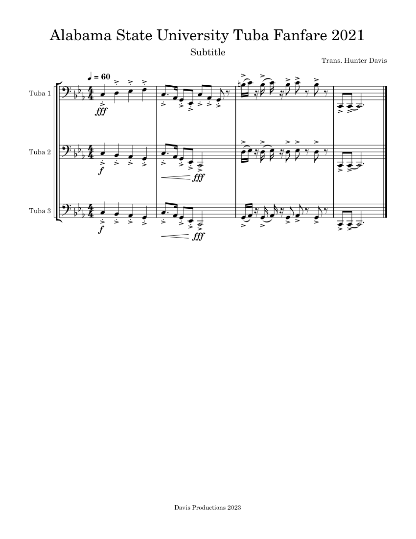 Alabama State University Tuba Fanfare 2021 Sheet Music for Tuba (Mixed ...
